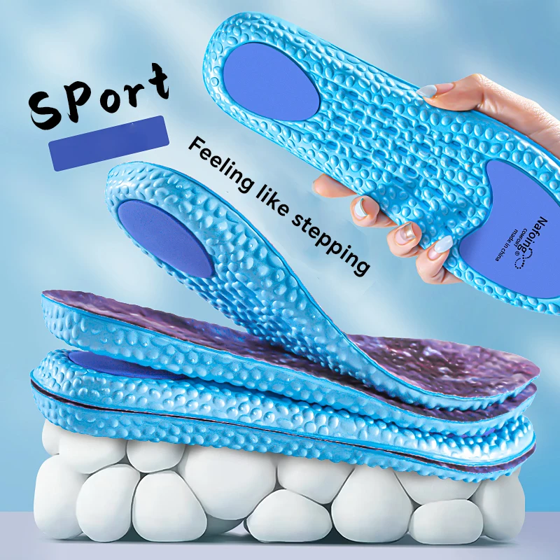 1Pair Sport Insoles for PU Blue Shoes Sole Breathable Arch Support Anti ...