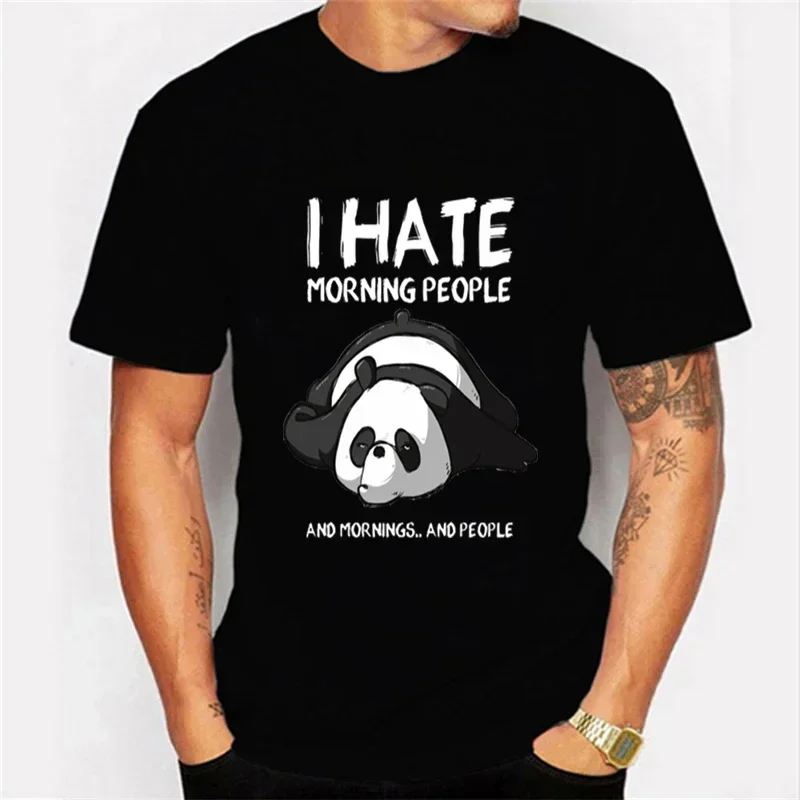 Funny-Panda-Tshirt-Men-I-Hate-Morning-People-Graphic-Tee-Shirt-Summer ...