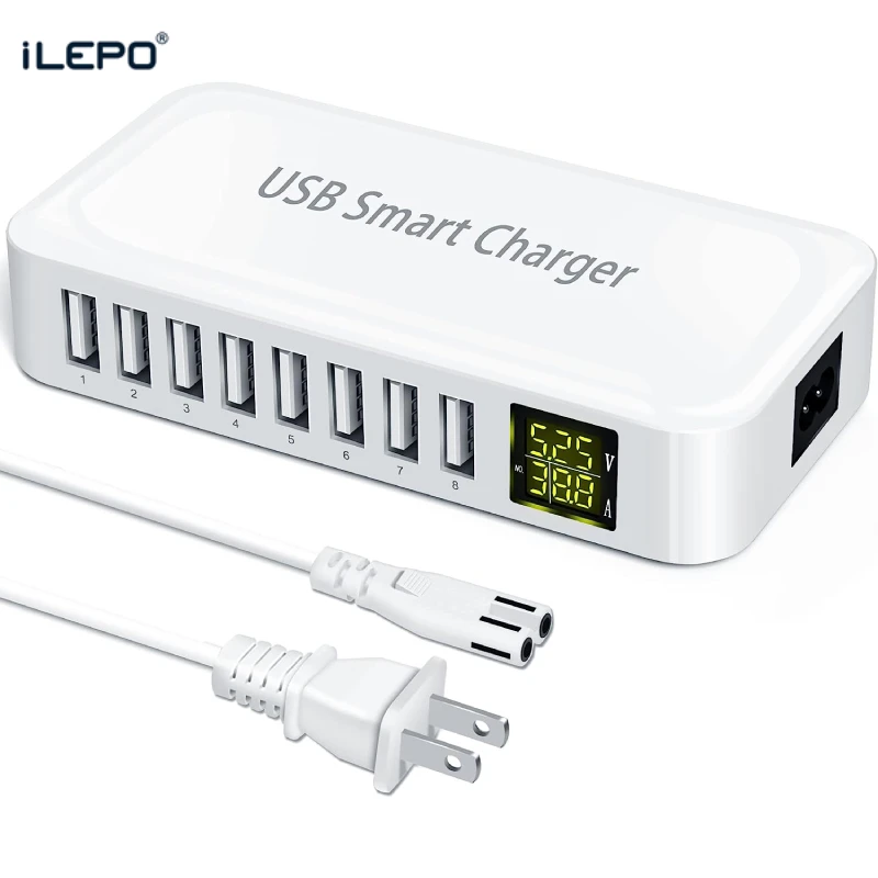 8-Ports-USB-Charger-with-LED-Digital-Display-8A-Max-2-4A-40W-USB-Hub ...