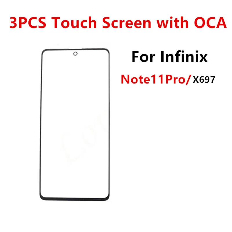 Infinix Note 11 Pro X697 터치 패널 LCD 디스플레이 용 전면 화면 3 개, 유리 교체 수리 부품 + OCA ...