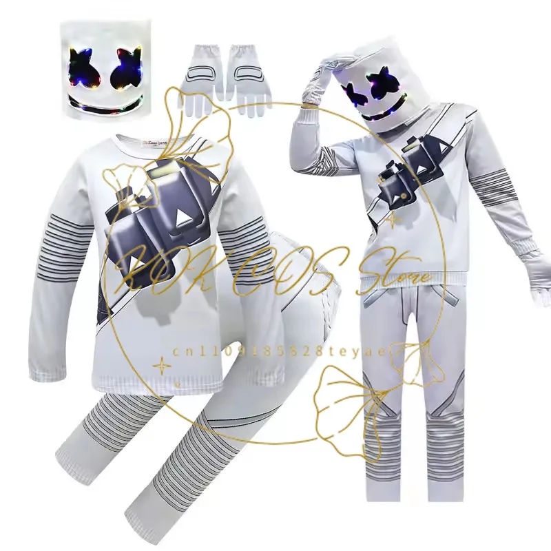 MMarshmello Cosplay Kids DJ Halloween Costume with Mask Gloves Boys ...