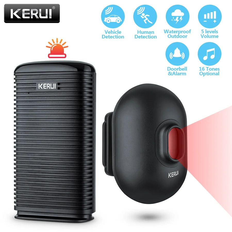 KERUI DW9 Wireless Driveway Security Alarm Waterproof PIR Motion Detector Garage Welcome Burglar ...