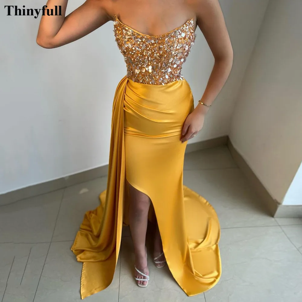 Thinyfull Mermaid Saudi Arabia Prom Dresses Sequines Bead Dubai Evening ...