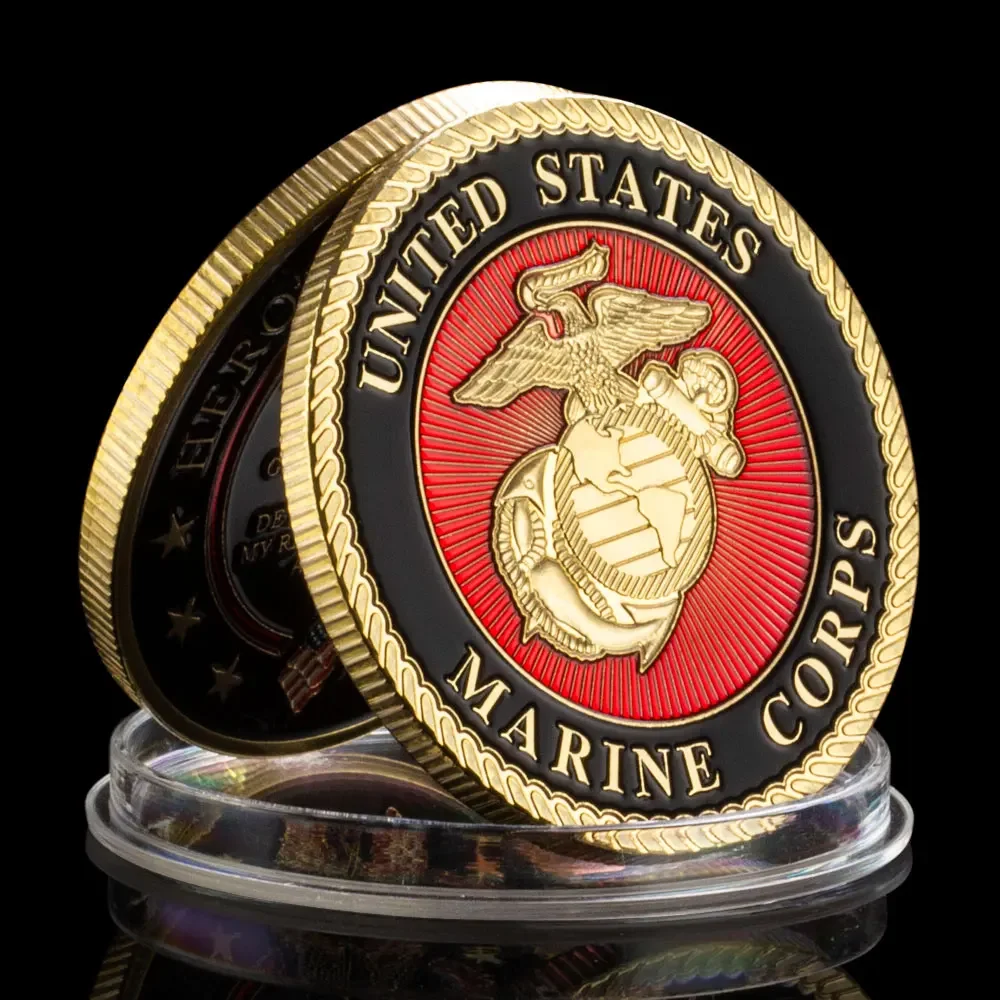 US-Marine-Corps-Challenge-Coin-and-Heros-Valor-Prayer-for-Courage-Coin ...