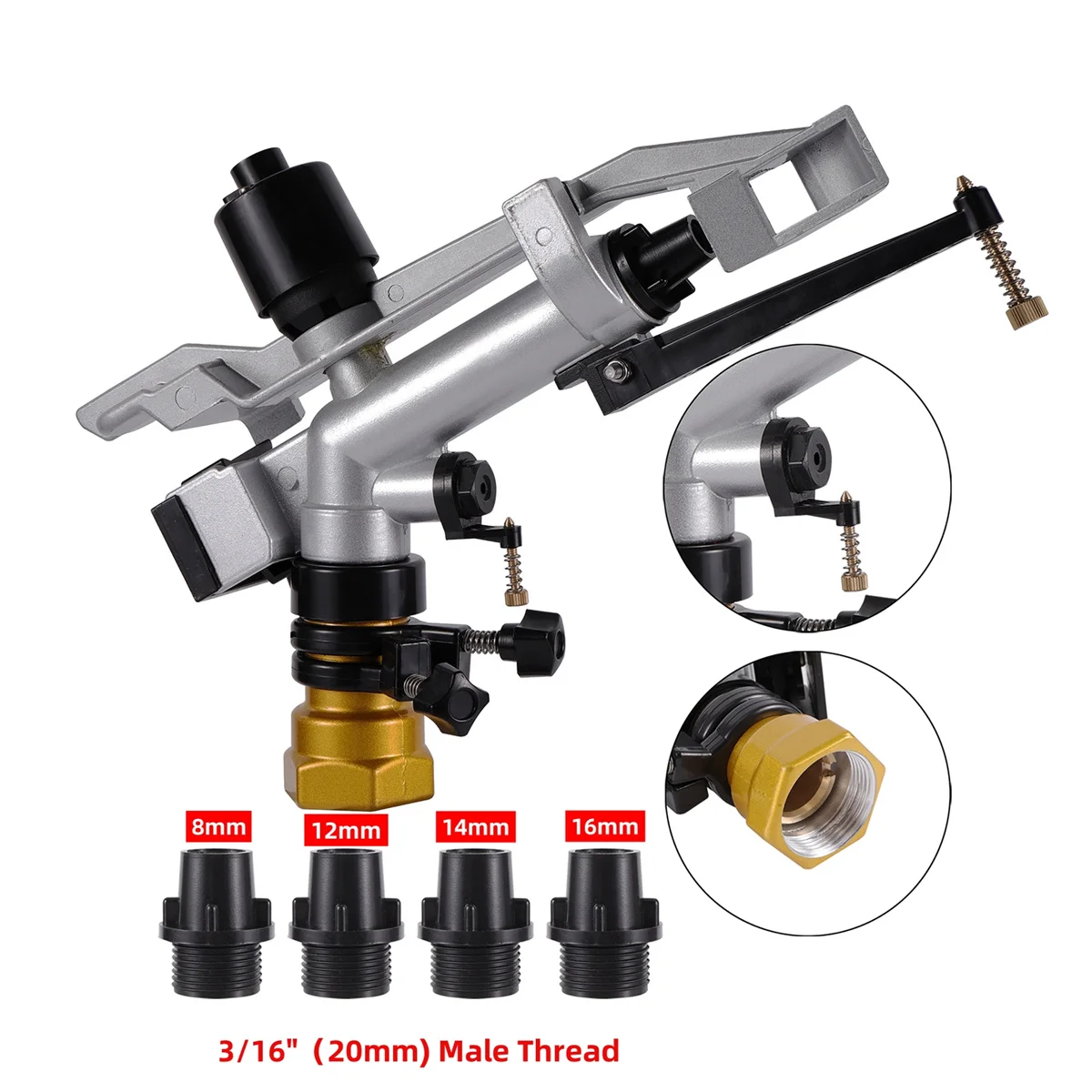 360° Adjustable Horizontal Swing Arm Spray Gun 1.2" Female Thread Long ...