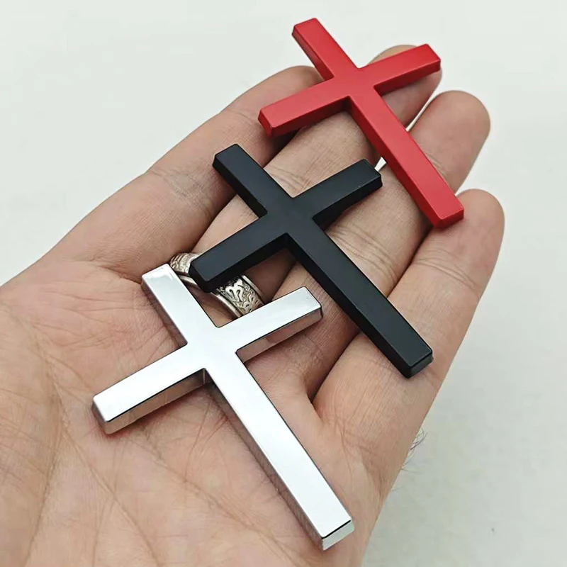 3D Metal Car Sticker Christian Cross Auto Body Emblem Badge Decal For ...