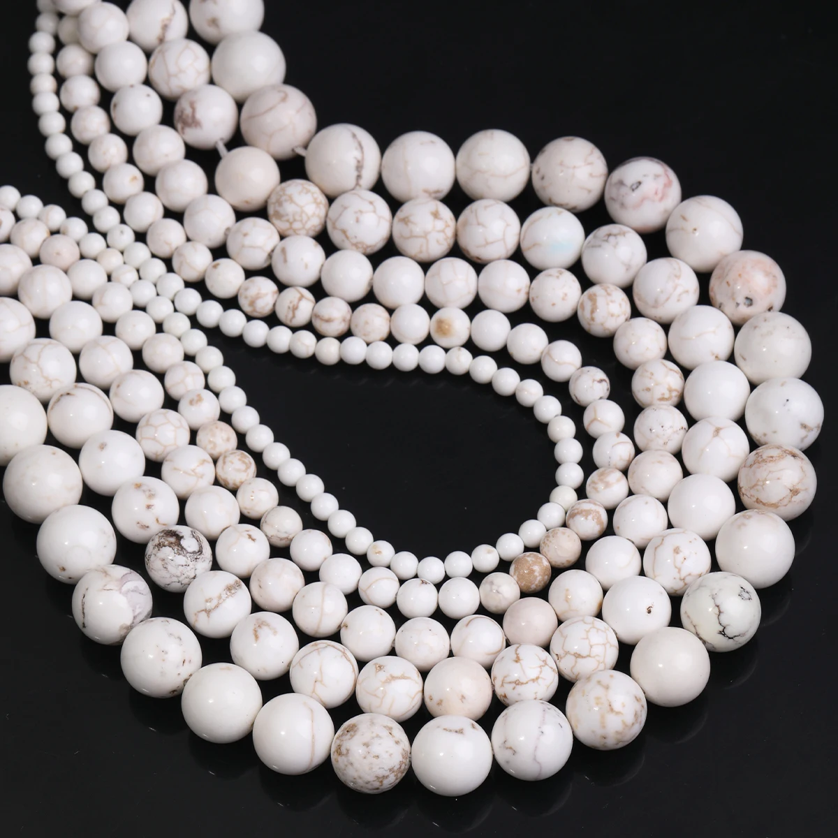 4 6 8 10 MM Natural Stone White Howlite Turquoise Round Loose Beads ...