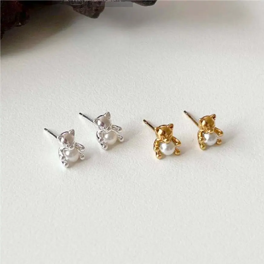 SHANICE-100-S925-sterling-silver-Korean-ear-nail-ear-buckle-female-bear ...