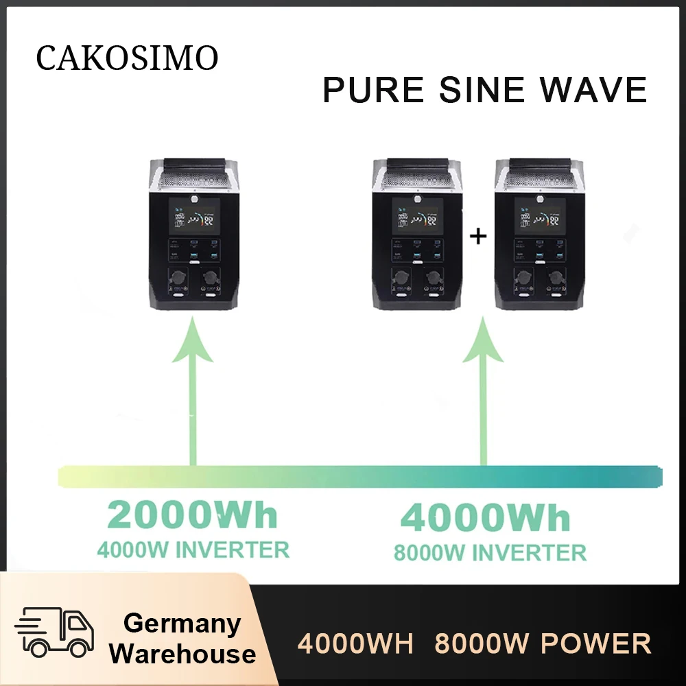 Cakosimo 4000WH 8000W Solar Generator 220V 110V Portable Power Staion ...