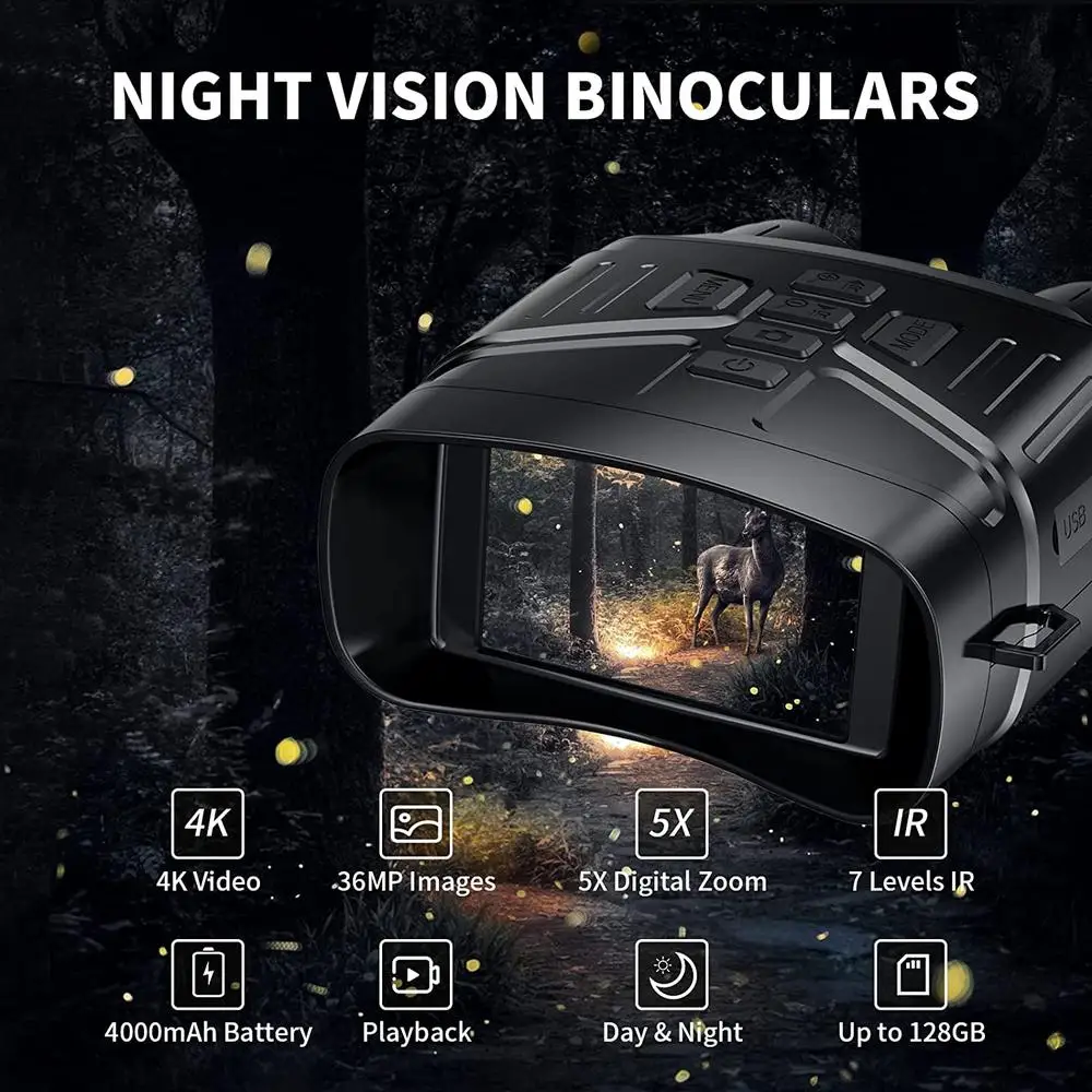 Nv4000 4k HD Night Vision Binocular 3 Inch Large Screen 5X Digital Zoom ...