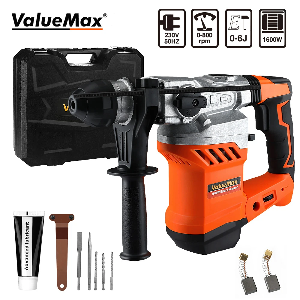 ValueMax 1600W 로터리 해머 조정 가능한 속도 전동 해머 임팩트 드릴 (액세서리 포함)|Electric Hammers ...