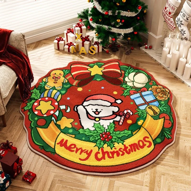 Red-Christmas-Festive-Ambiance-Living-Rooms-Round-Carpets-Children-s ...