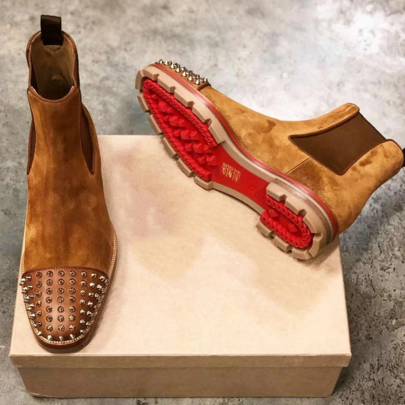 Handmade Men Red Leather Chelsea Boots | Red Bottom Chelsea Boots Mens ...