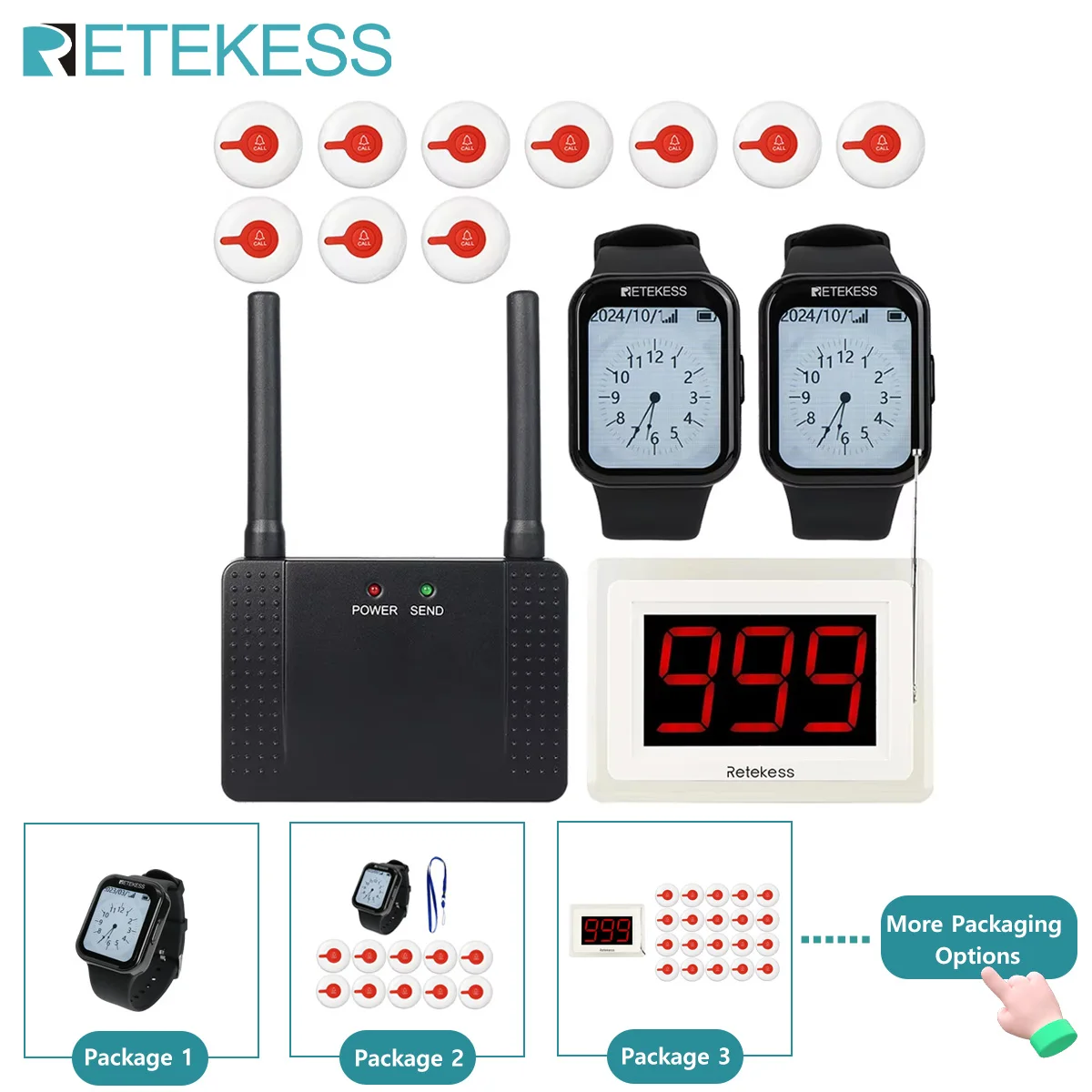 Retekess Caregiver Pager Wireless Calling System T114 Screen TD113 ...