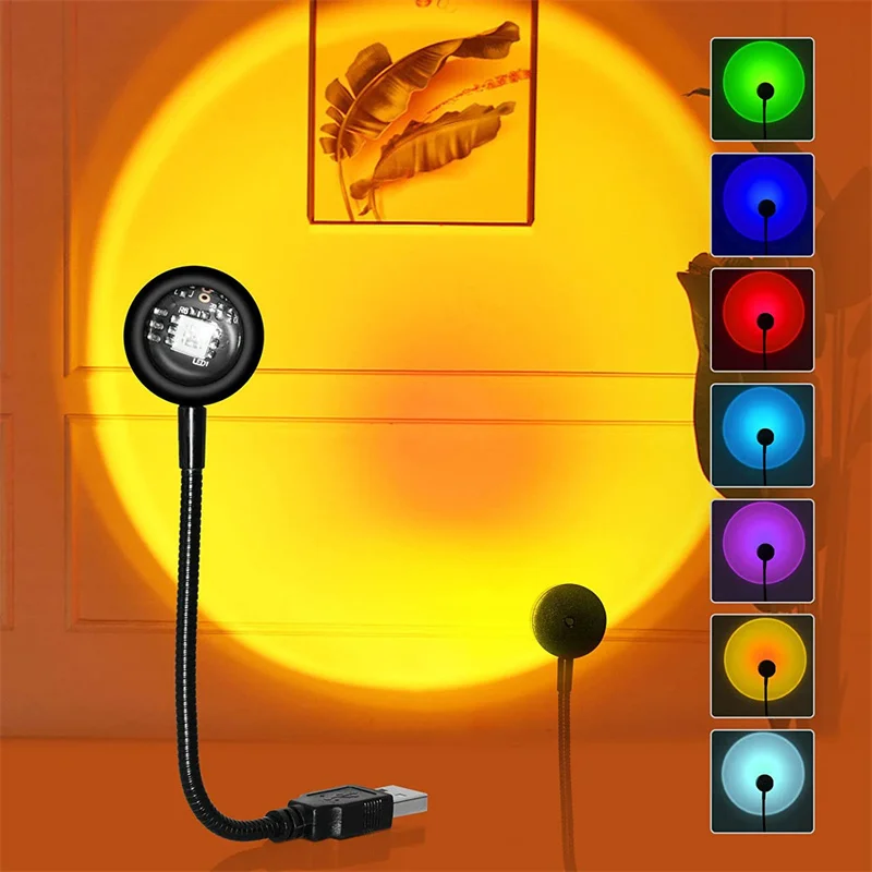 LED-USB-Sunset-Lamp-Projector-Home-Decor-Night-Light-Portable-Mood ...