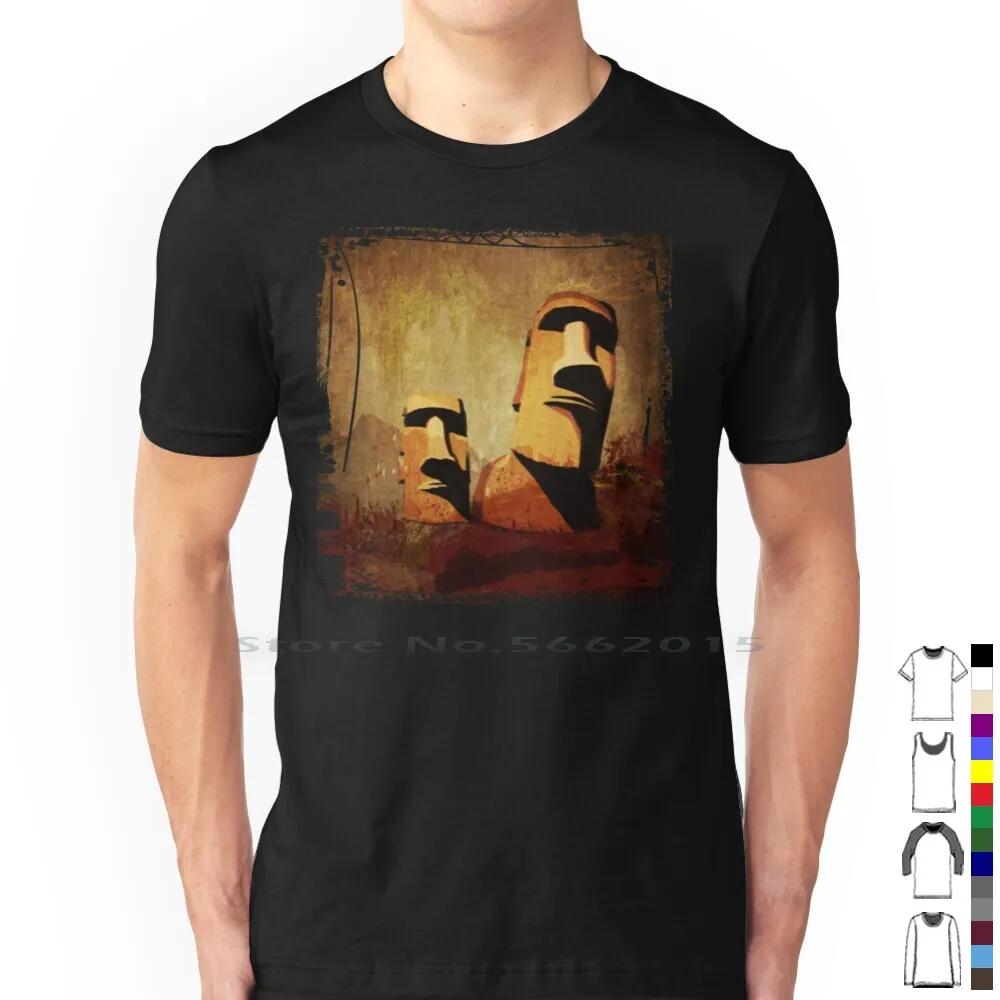Easter-Island-Moai-Heads-T-Shirt-100-Cotton-Moai-Stone-Statue-Face ...