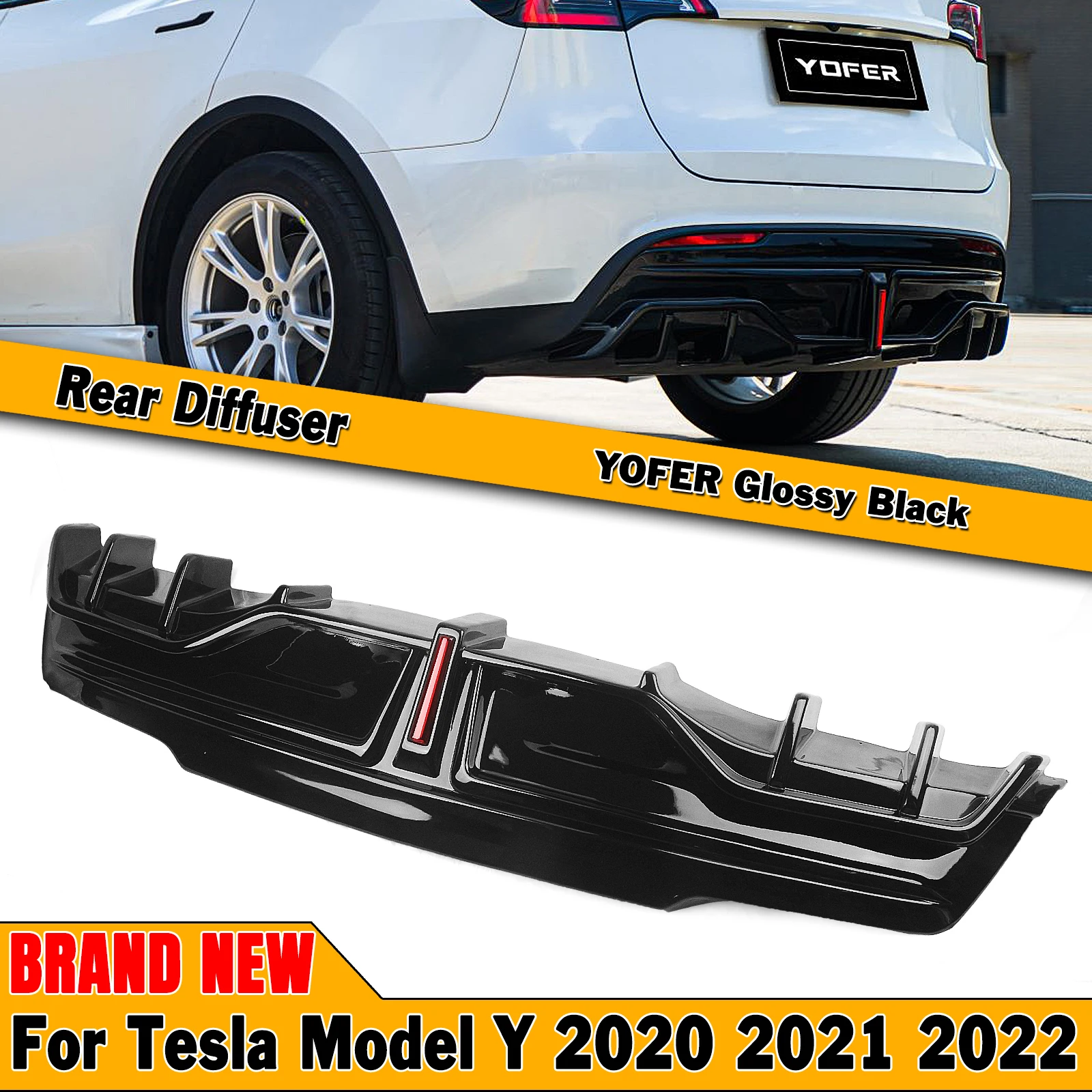 YOFER-Body-Kit-For-Tesla-Model-Y-2020-2023-Glossy-Black-Rear-Bumper ...