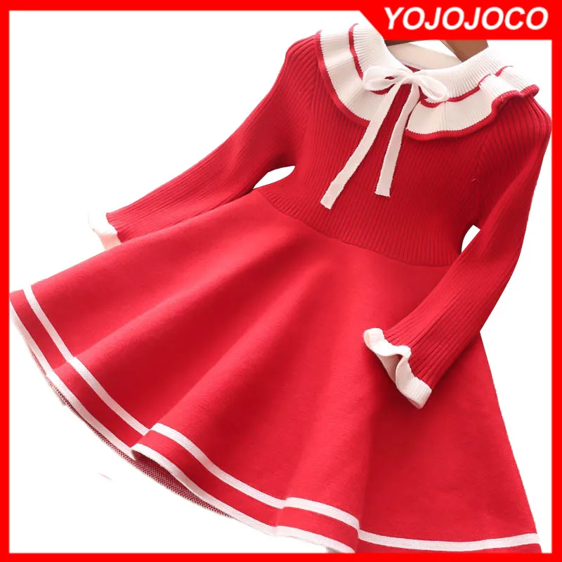 Girls knitted sweater dress 2 11Y autumn winter new thick warm sweater ...
