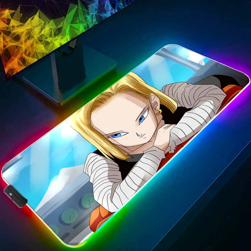 Dragon ball android 18 led mouse pad gamers decoracion gamer tapete de ...