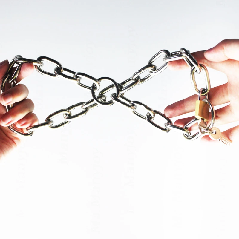 New Female Adjustable Stainless Steel Hand Chain Wrist Cuffs Restraint ...