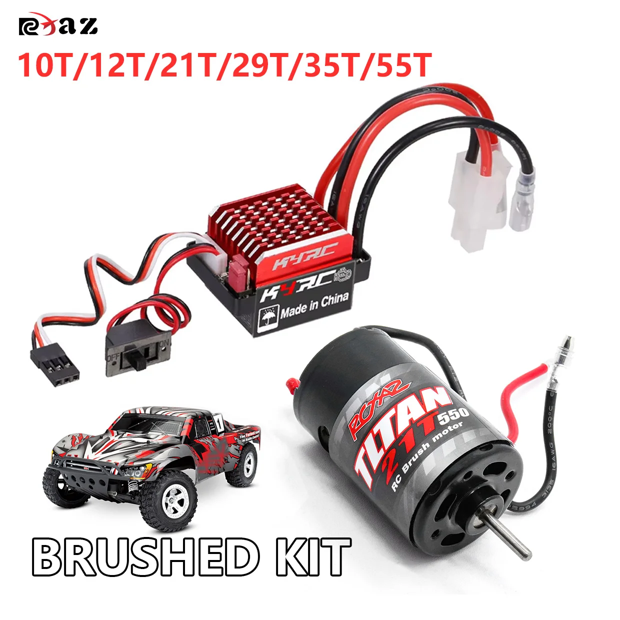 550 12T Brushed Motor with 60A/360A ESC Brushed Electric Speed ...