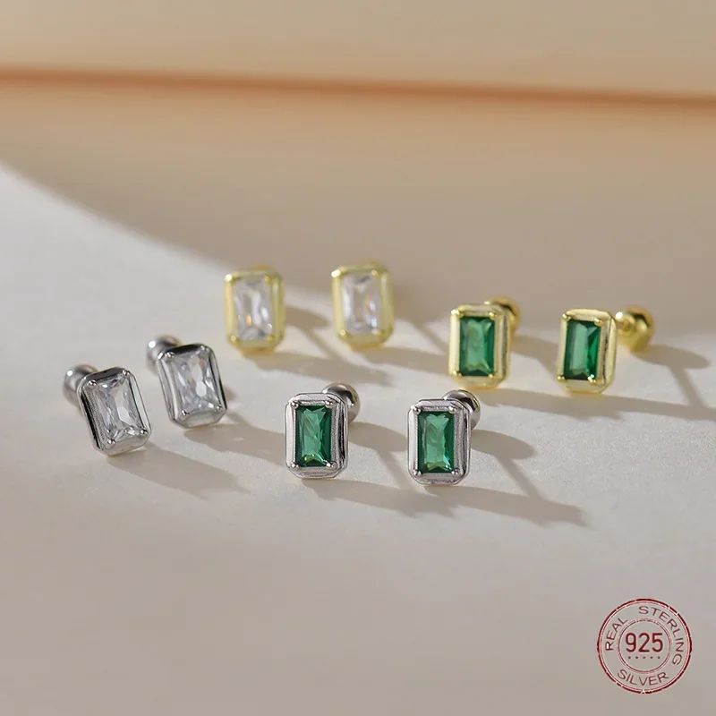 925-Sterling-Silver-Geometric-Colorful-Stud-Earrings-for-Women-Inlaid ...