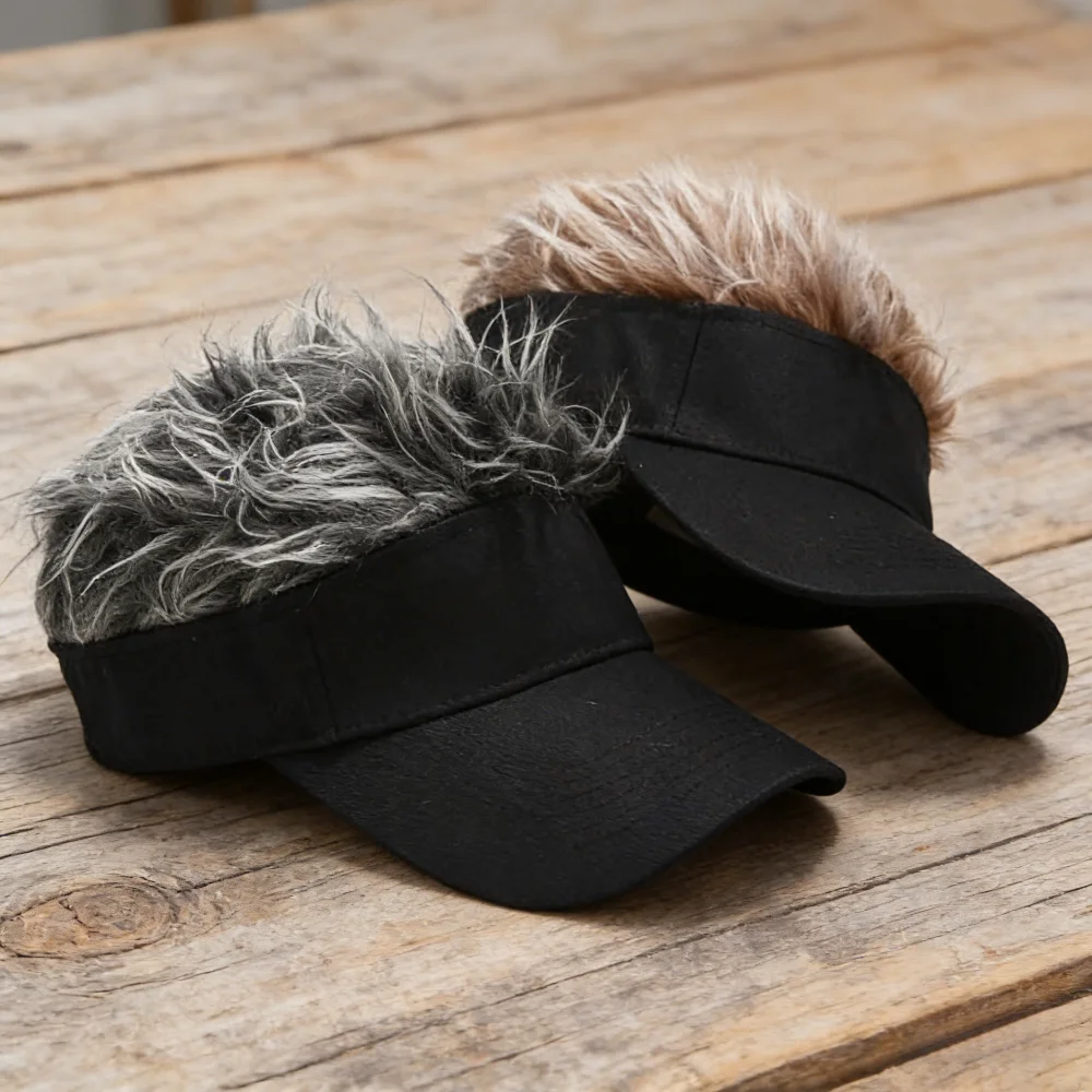 Funny Fake Hair Hat Casual Adjustable Men's Spiked Hairs Wig Baseball ...