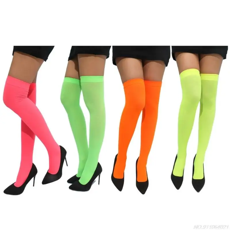 Neon-Color-Women-Long-Stockings-Sexy-Evening-Party-High-Knee-Socks ...