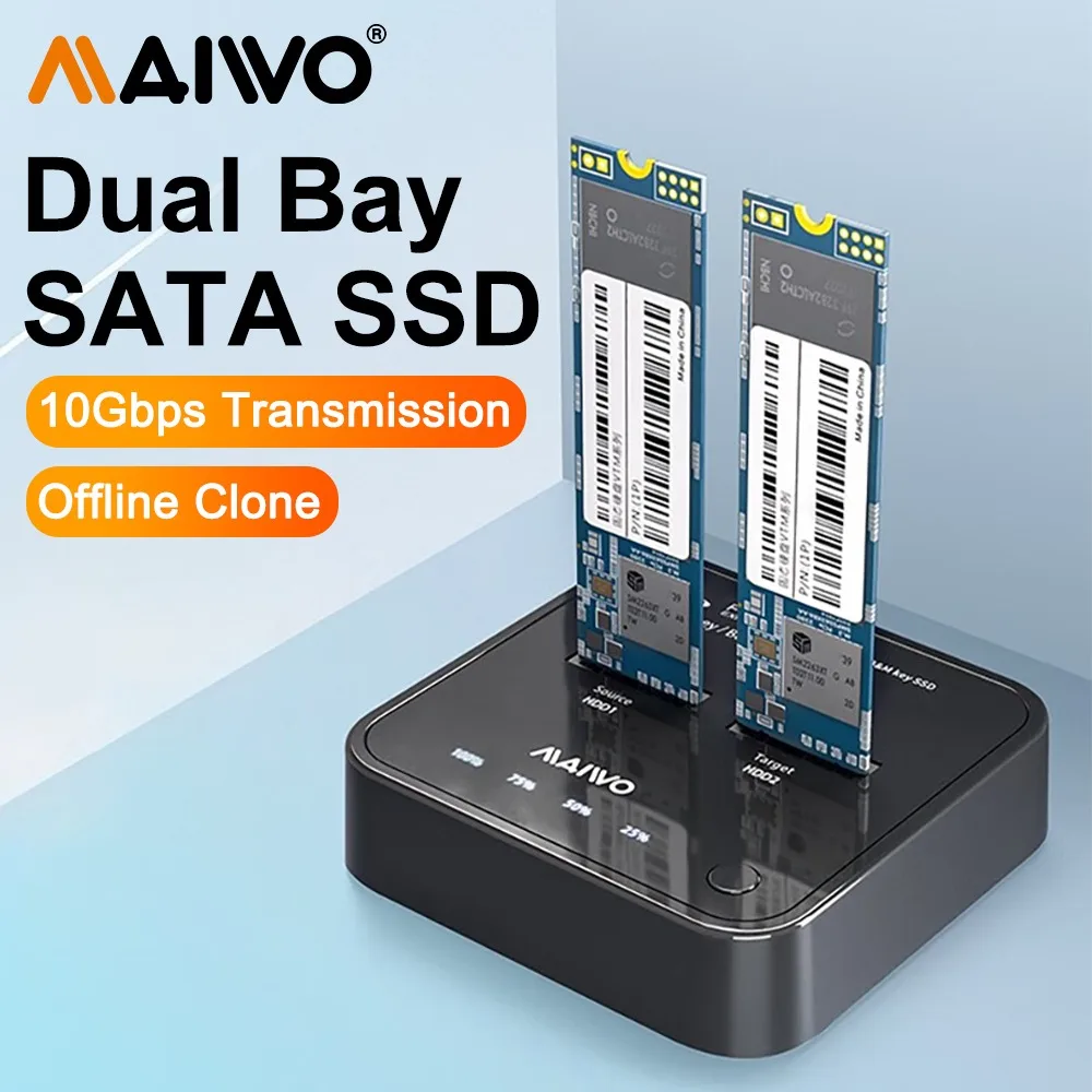 MAIWO-USB-3-1-M-2-SATA-Dual-Bay-NGFF-SSD-Enclosure-Dock-Station-Clone ...