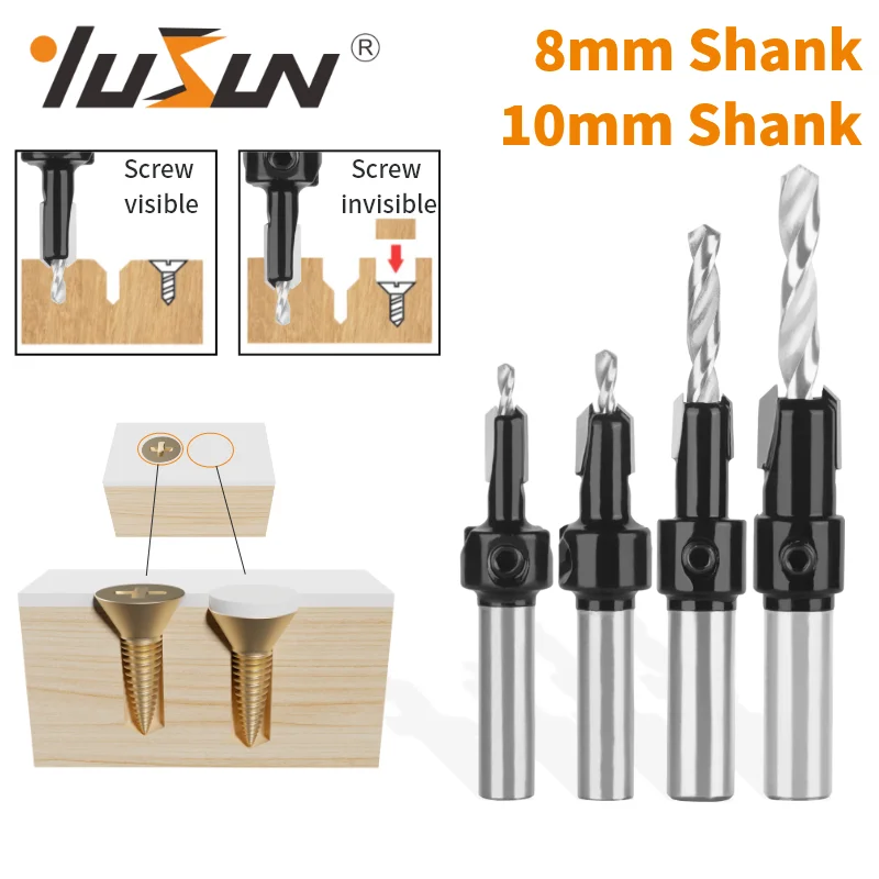 YUSUN-1PC-8MM-10MM-Shank-Countersink-Bit-With-Double-Screw-Router-Bit-Woodworking-Milling-Cutter ...