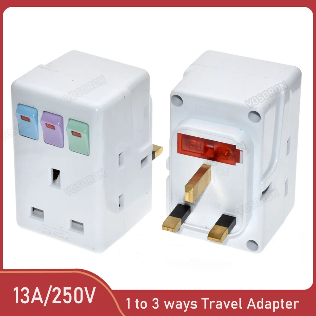 UK-Plug-250V-13A-Portable-Multi-1-to-3-ways-Travel-Adapter-Power-Socket ...
