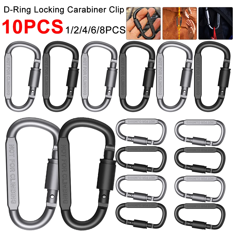 1-10PCS Backpack Carabiner Outdoor Aluminum Alloy EDC Shackle Carabiner ...
