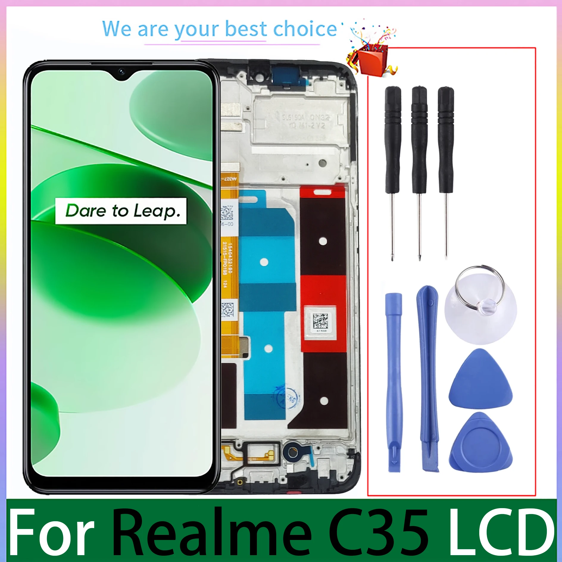 6.6" For Realme C35 LCD Display With Frame RMX3511 Touch Screen Panel ...