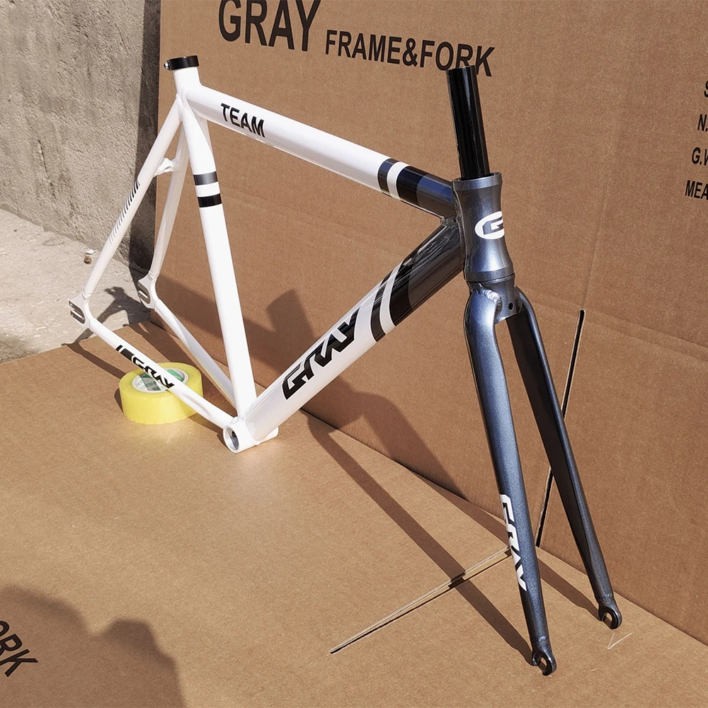 Gray-Team-Style-Fixed-Gear-Bike-Frameset-Fixie-Frame-Single-Speed ...