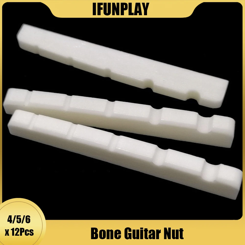 12pcs 4 String Bass Guitar Bone Bridge Nuts Slotted 5 String Electric ...