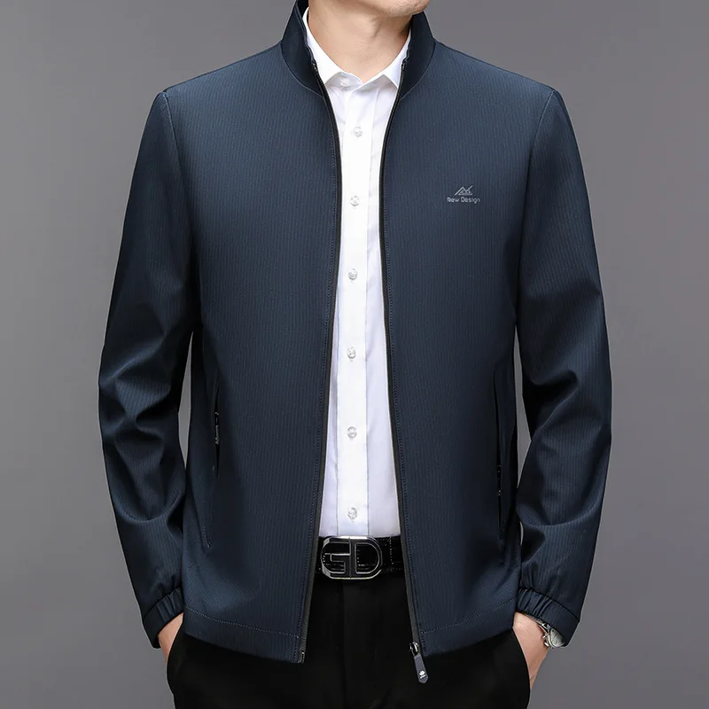 TFETTERS-Brand-Black-Jacket-for-Men-2024-Fashion-Solid-Color-Stand ...
