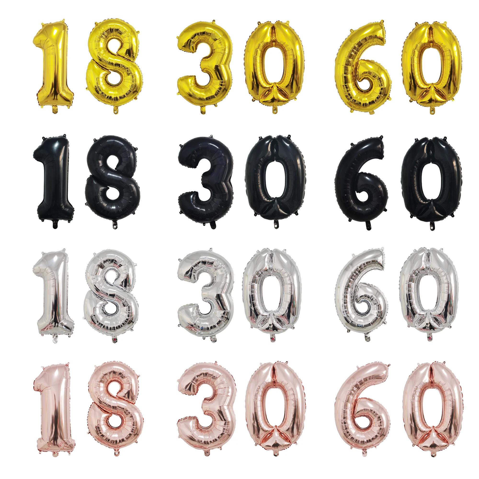2Pcs-32-Inch-Gold-Silver-Black-Helium-Foil-Number-Balloon-16-18-30-40 ...