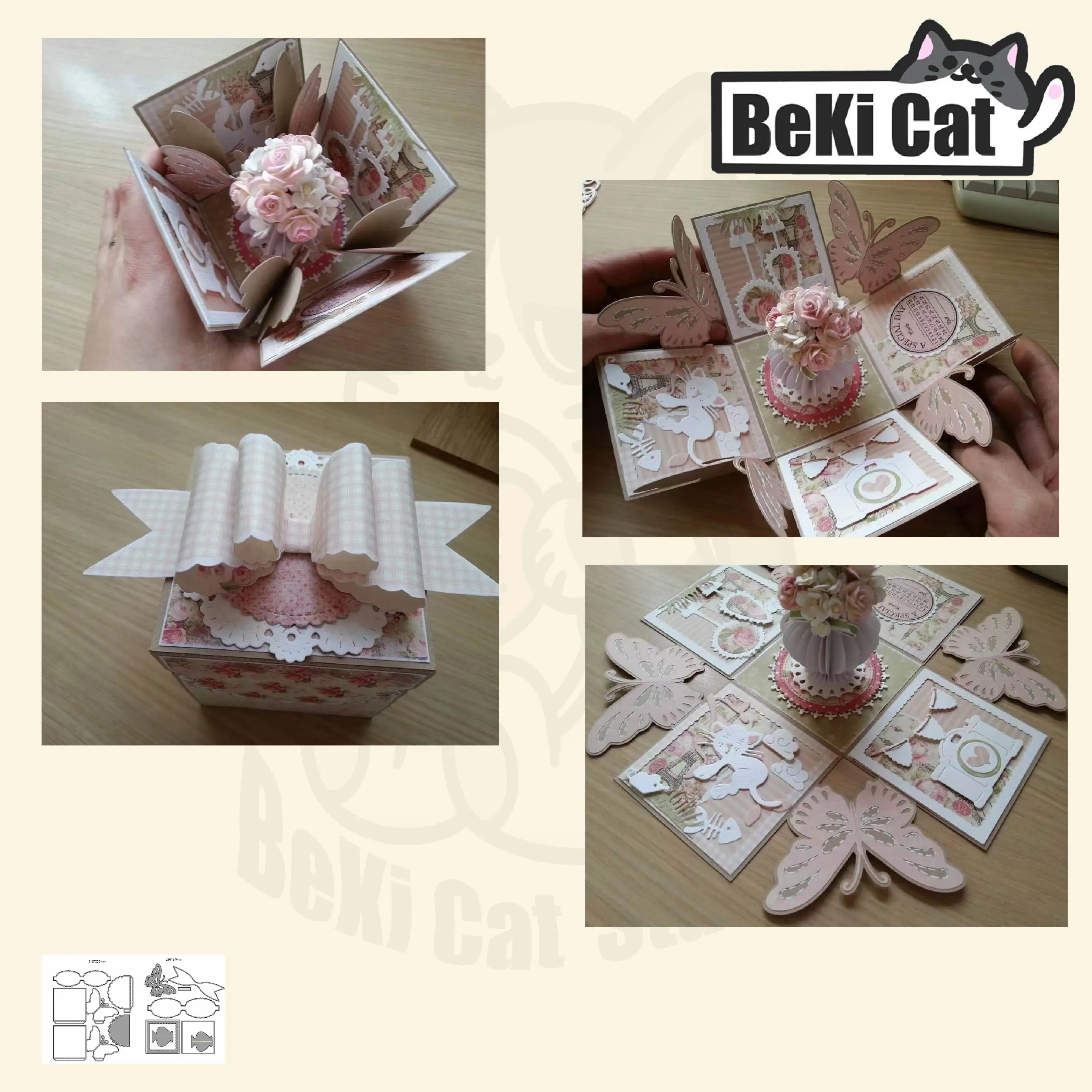 Butterfly Explosion Box Cutting Die Set Stencils For Diy Scrapbooking ...