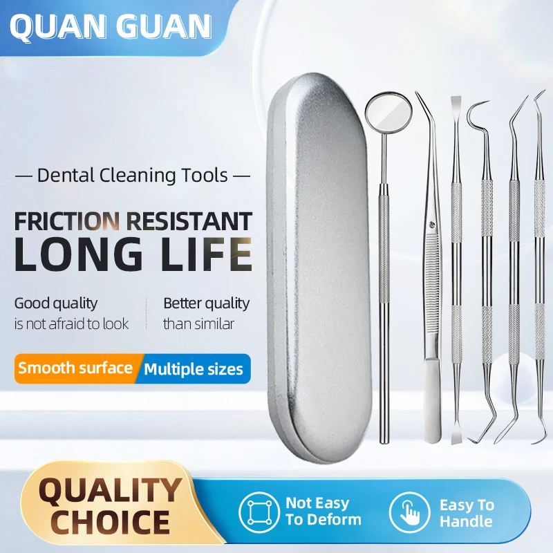 6Pcs-Pack-Stainless-Steel-Dental-Instrument-Kit-Mouth-Mirror-Dental ...