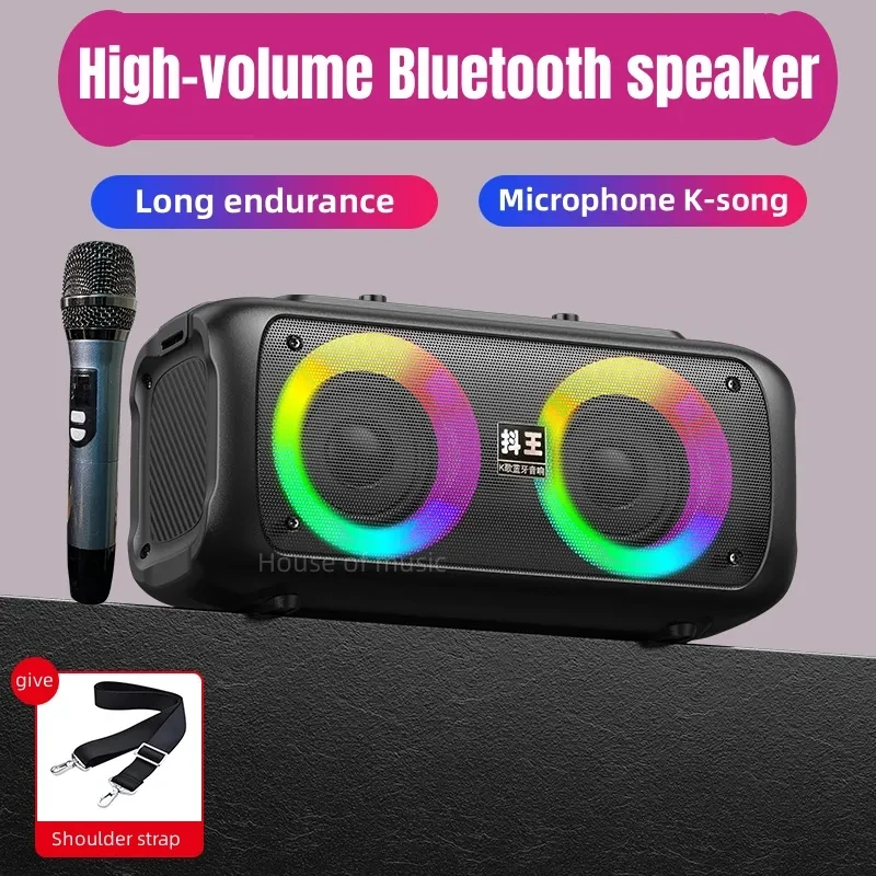 With-Wireless-Mic-Portable-LED-Rolling-Light-Bluetooth-Speakers-Karaoke ...