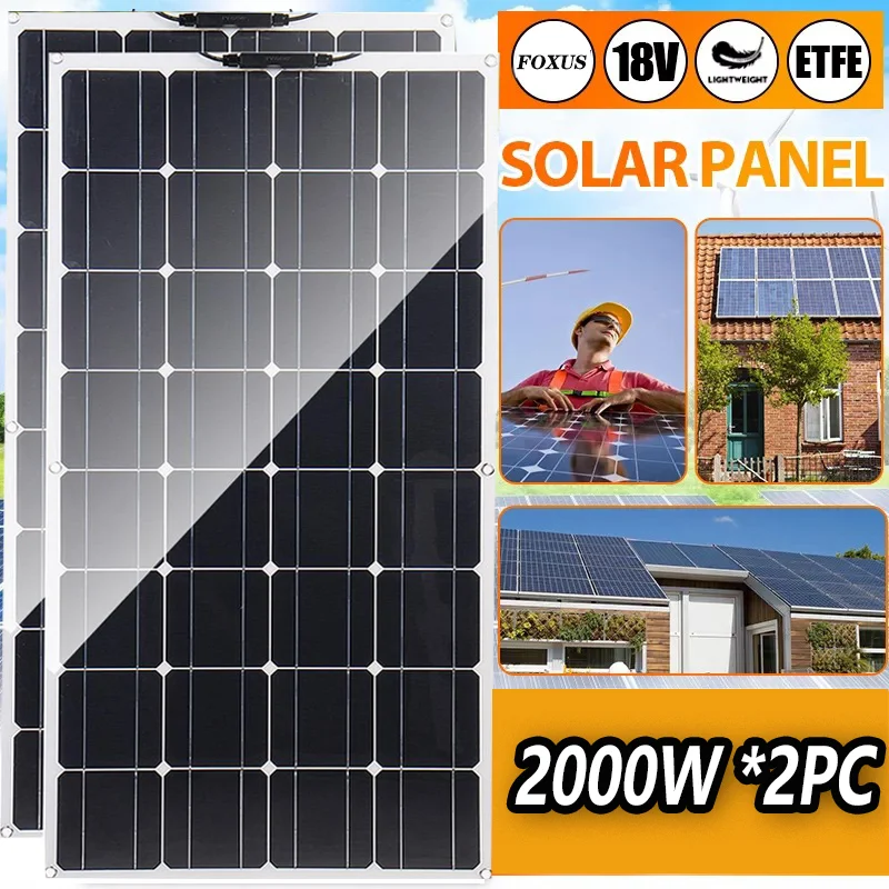 2000W1000W Solar Panel 18V High Efficiency Portable Power Bank Flexible ...