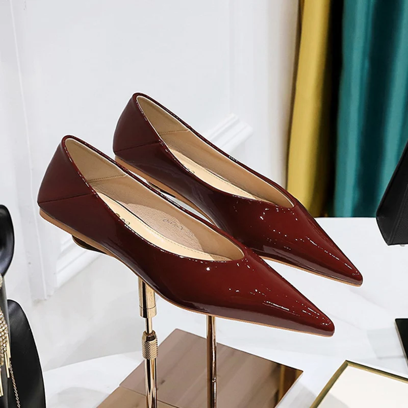 Women-Fashion-Prom-Burgundy-Flats-Shoes-Lady-Versatile-Office-Slip-On ...