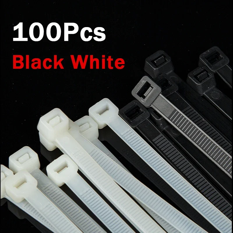 100Pcs plastic nylon cable tie Self-locking plastic Wire Cable Zip Tie ...