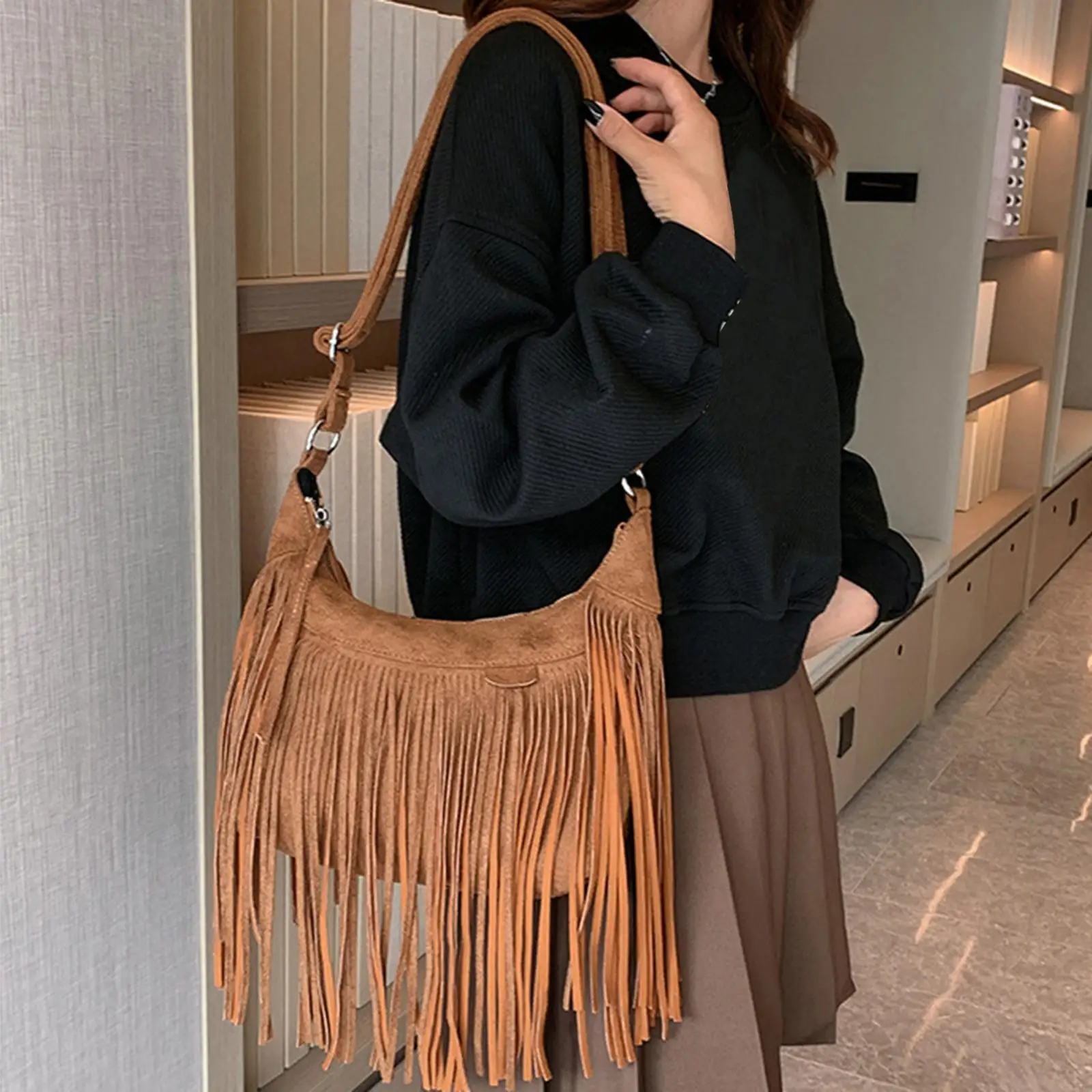 New-Women-s-Fringed-Leather-Shoulder-Bag-Soft-Ethnic-Style-PU-Messenger ...