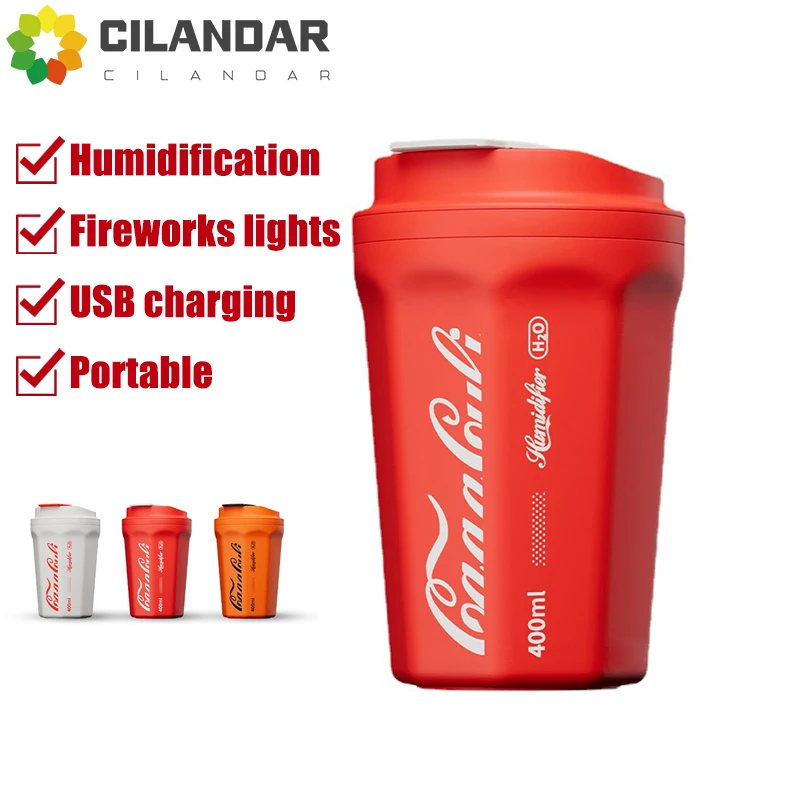 Red Cola Cup Air Mini Humidifier Car 400ML Portable Diffuser Essential ...