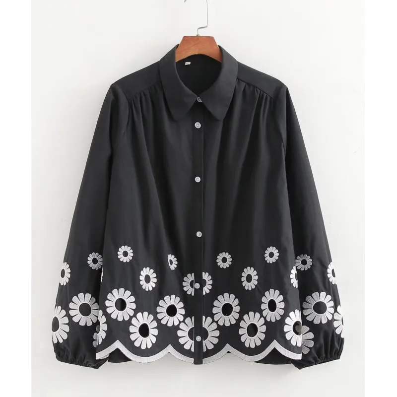 Embroidered-hollow-flower-pattern-decoration-shirt-for-women-Summer ...