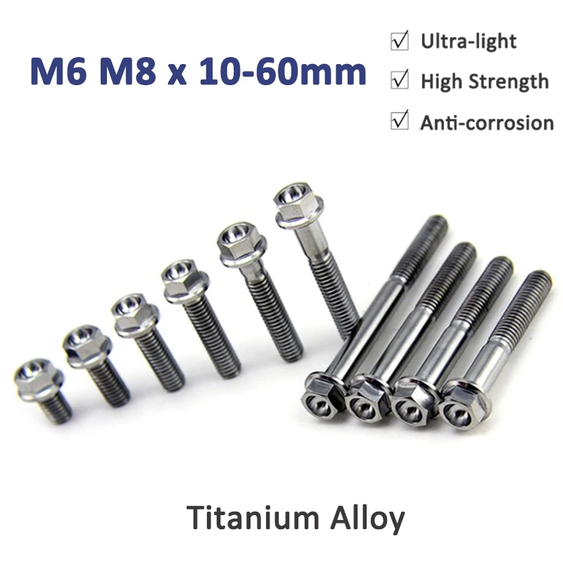 Boulon en Titane Argenté M6 M8 x 10/15/20/25/30/35/40/45/50/55/60mm ...
