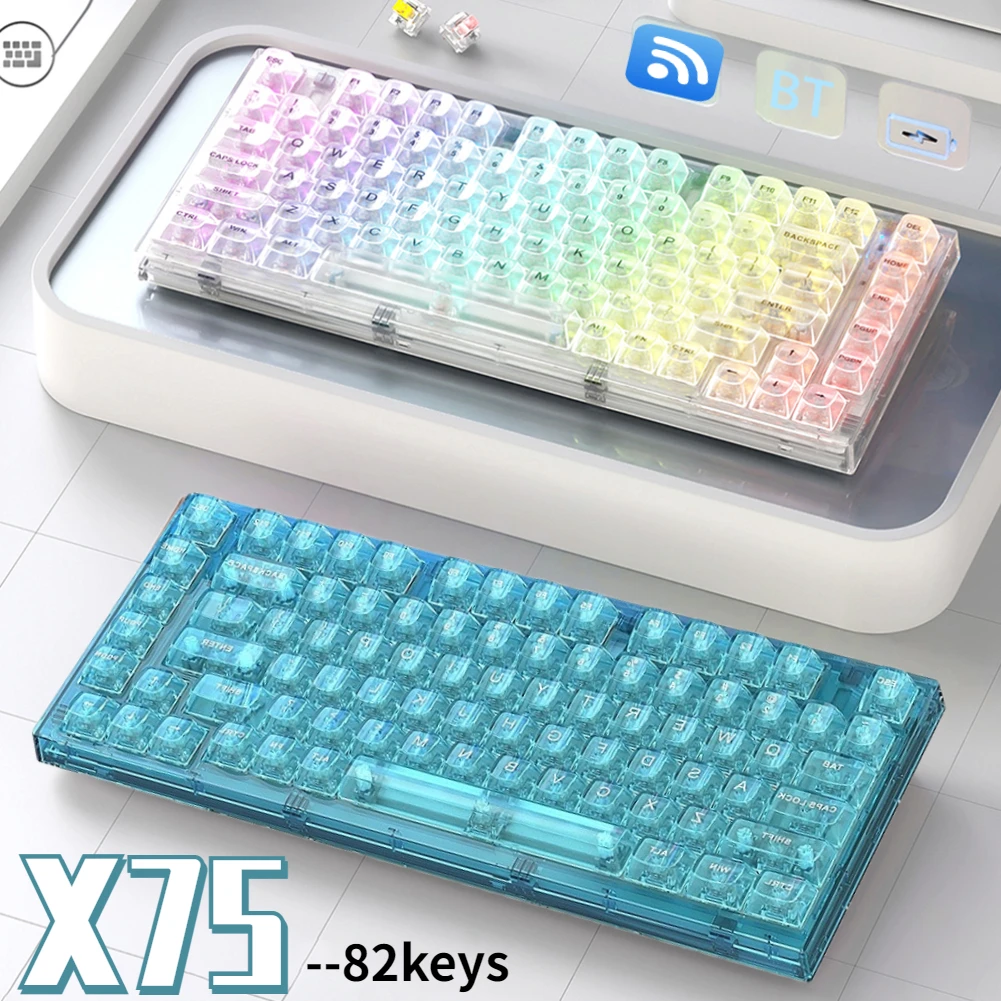 X75-82-Keys-Gamer-Keyboard-3-Modes-Transparent-Mechanical-Keyboard ...