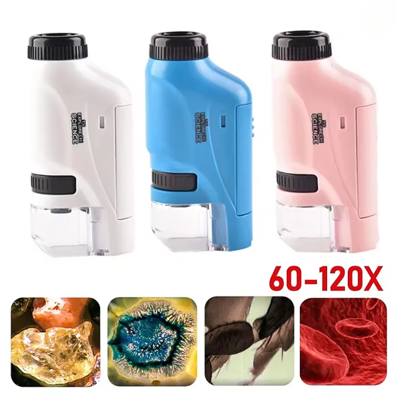 60-120X Pocket Microscope for Children Kids Science Toy Kit Educational ...