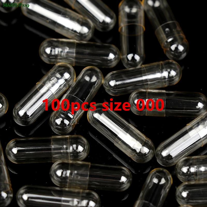 100pcs/bag Standard Size 000#empty Capsules Gelatin Clear Capsules ...